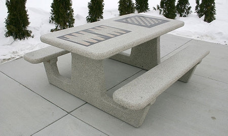 Concrete Rectangular Game Table with 2 Game Tops